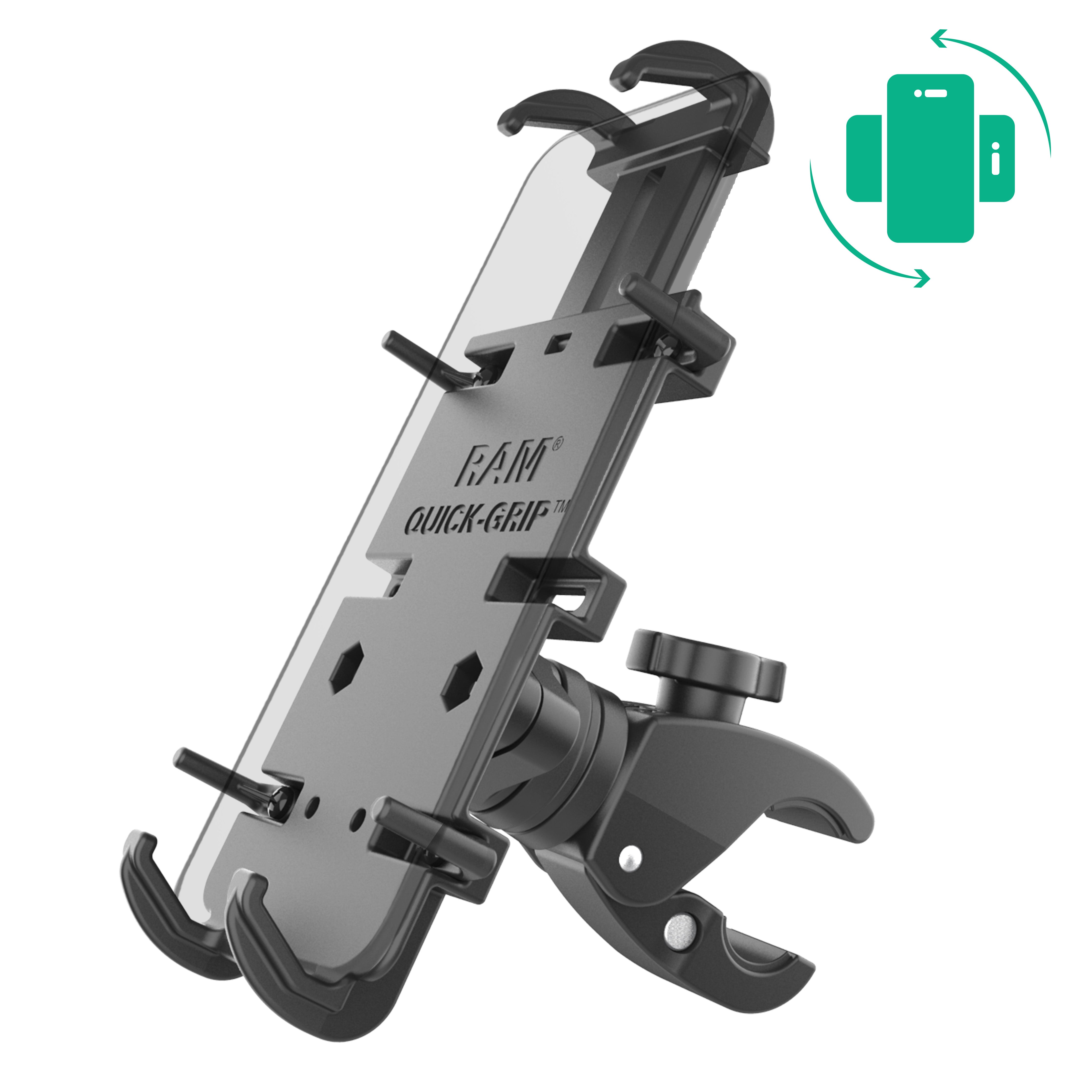 RAM® Quick-Grip™ XL Phone Mount with Rotating Low-Profile Tough-Claw ...